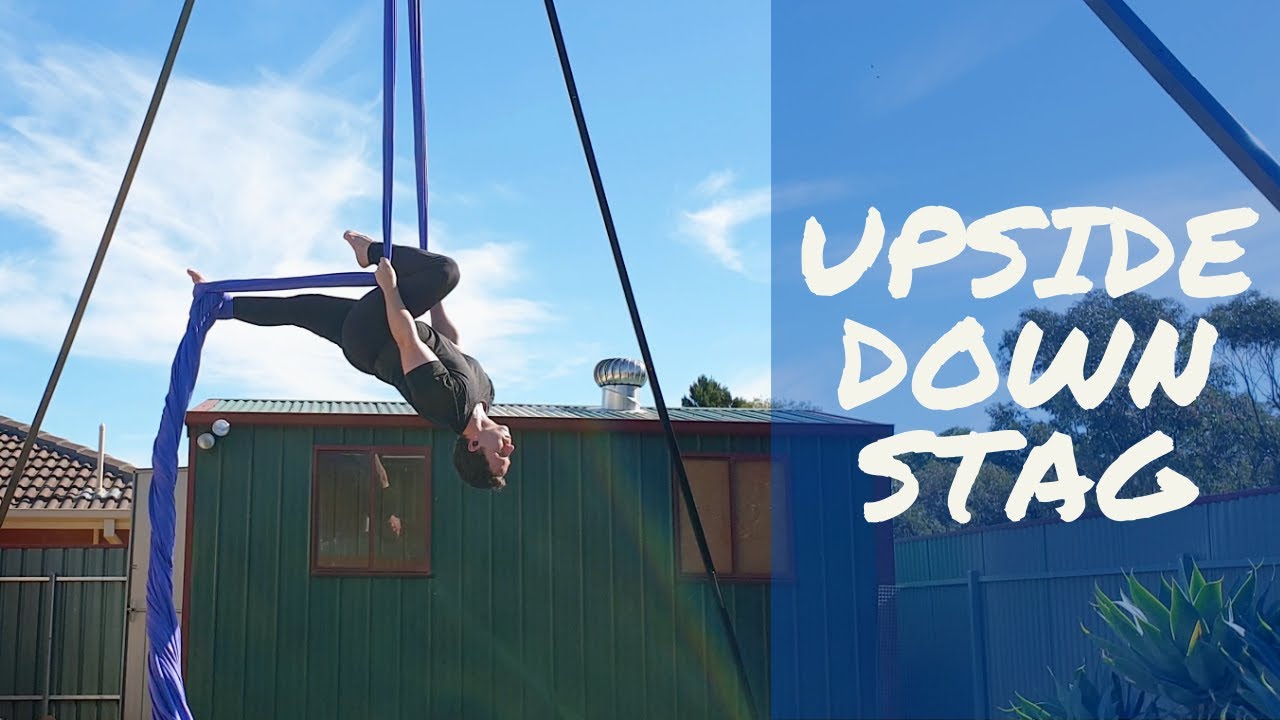 AERIAL SILKS UPSIDE DOWN STAG POSE TUTORIAL | over head split beginner ...