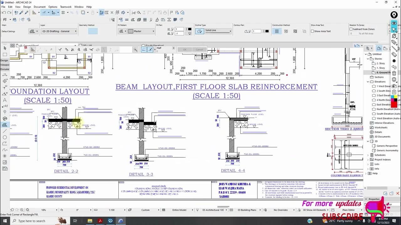 How to create strip foundation details in archicad using complex profile - YouTube