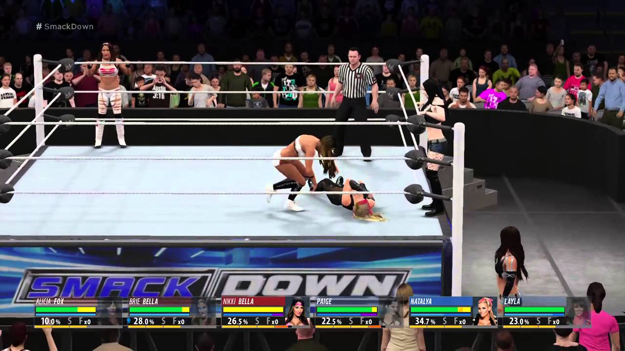 WWE 2K16 Smackdown Team Bella vs Paige Natalya Layla - YouTube