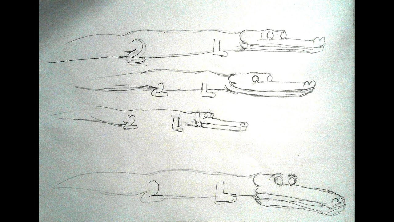 Easiest Way to Draw a Crocodile 🐊 | 2LCOOM Method - YouTube