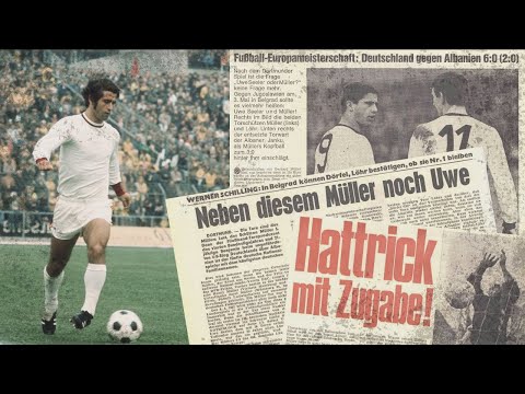 Gerd Müller's first goals for Germany | Scores 4 goals against Albania | RARE FOOTAGE