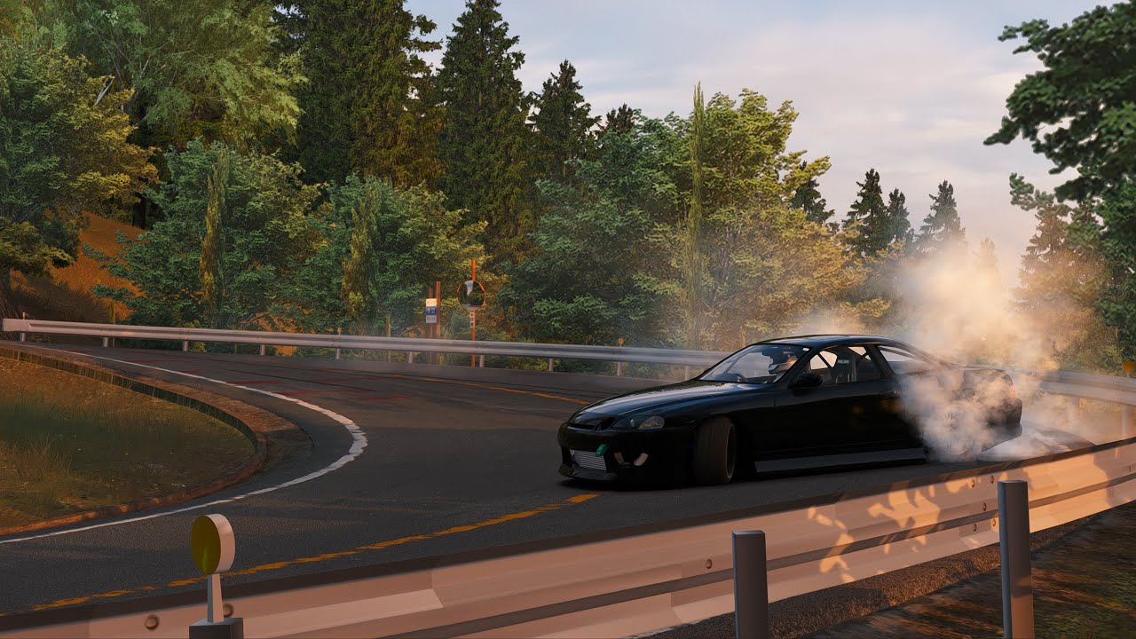WDT Soarer Drifting Downhill Big V8 Little Touge Road l Assetto Corsa ...