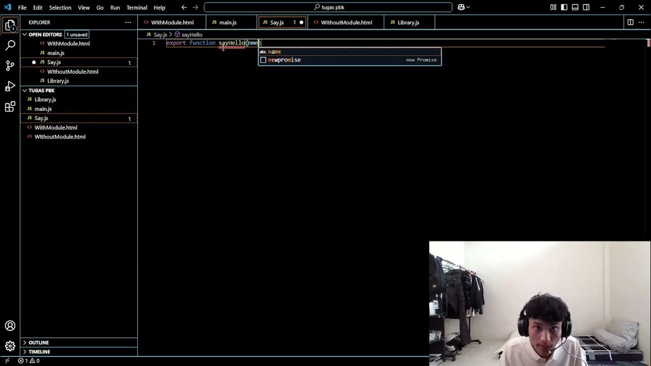 TUGAS VIDEO LIVE CODING JAVASCRIPT MODULES - YouTube