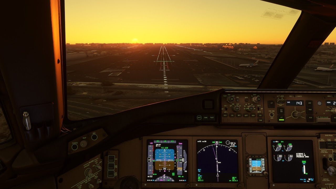 Stunning Sunset Arrival into Dubai Int Airport (OMDB) | PMDG B77W ...