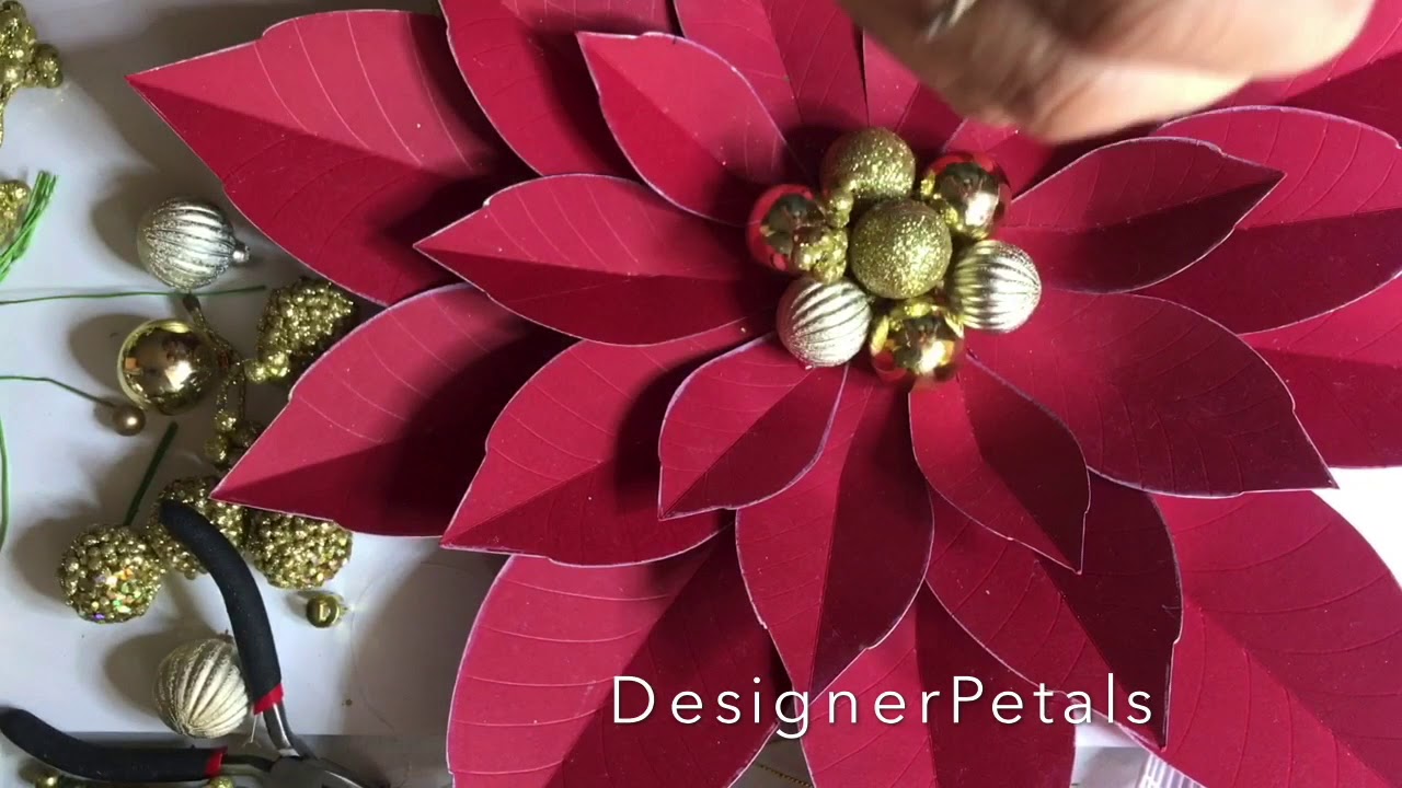 Poinsettia Flower Center | DIY Paper Flower Making | Christmas Decor ...