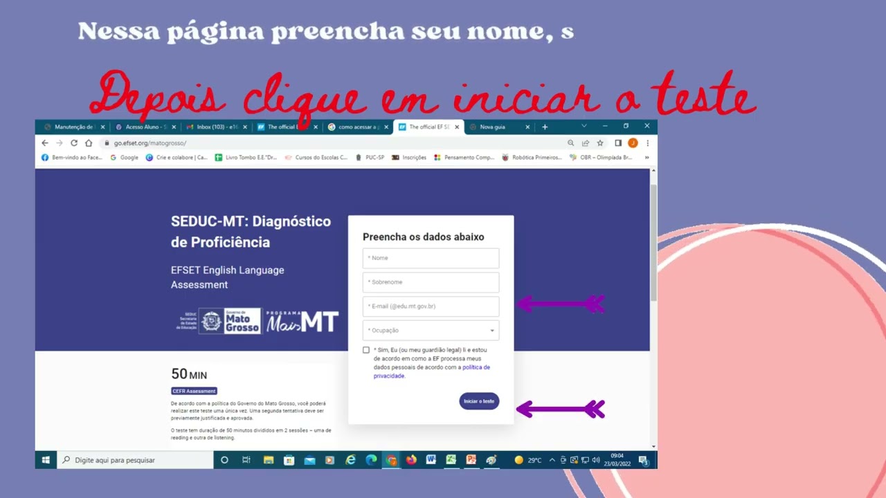 Como acessar a Plataforma EfSet e realizar o teste de Inglês - Seduc/MT ...