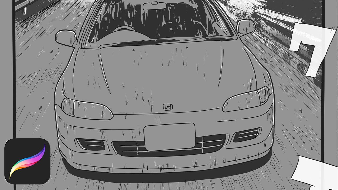 Honda Civic EG Initial D Timelapse drawing in Procreate #shorts # ...
