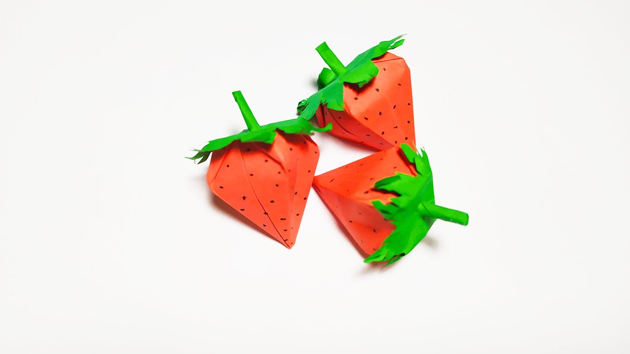 Strawberry Origami | How to make paper strawberry | Easy origami - YouTube