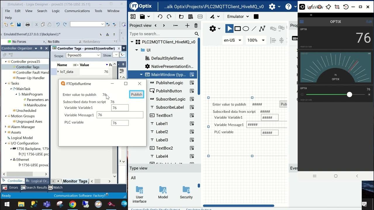 FactoryTalk Optix MQTT PLC screencapture - YouTube