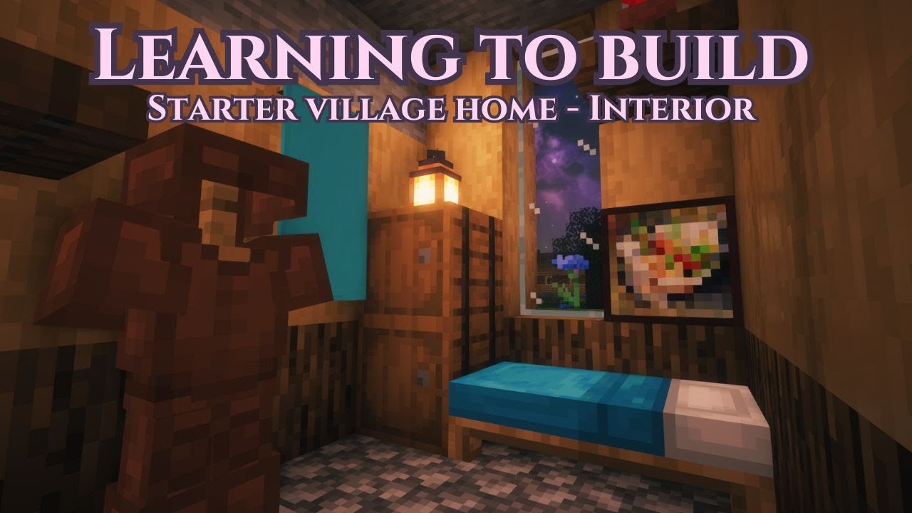 Starter village house Interior - Learning to build! - Ep2 - YouTube