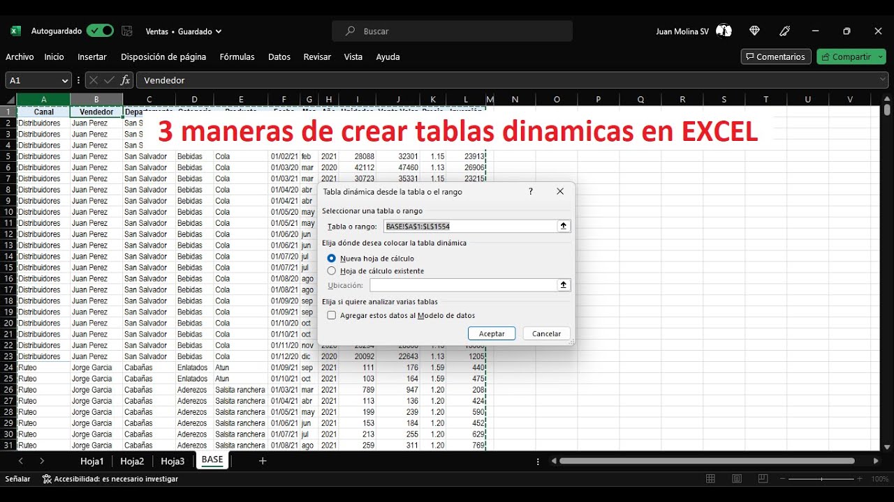3 maneras de crear tablas dinámicas en EXCEL - YouTube