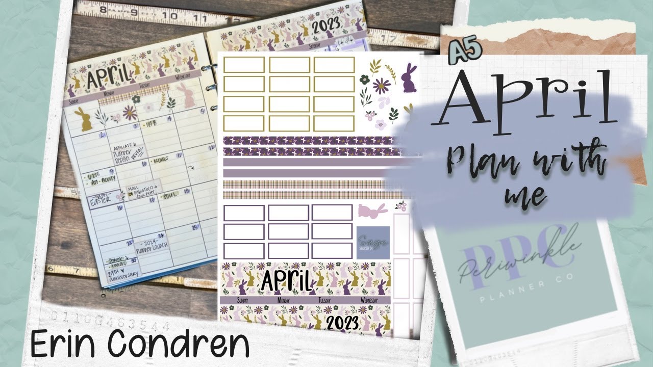 A5 Erin Condren | APRIL SET UP | Plan With Me | using Sage Sticker ...