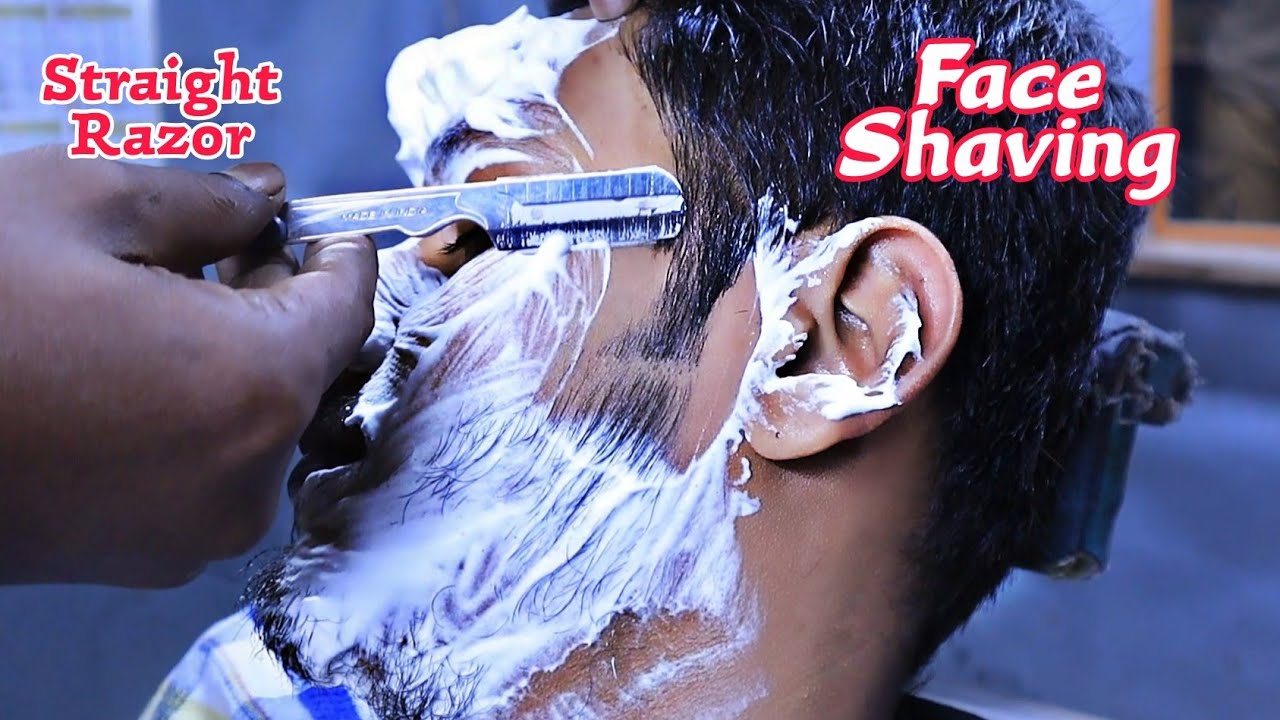 Straight Razor Face Shaving and Cleansing | Face Wash By Indian Barber ...