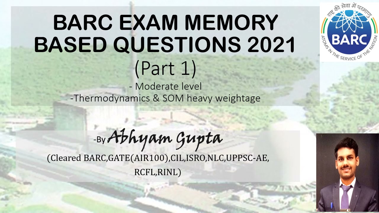 BARC EXAM 2021 MEMORY BASED QUESTIONS - YouTube