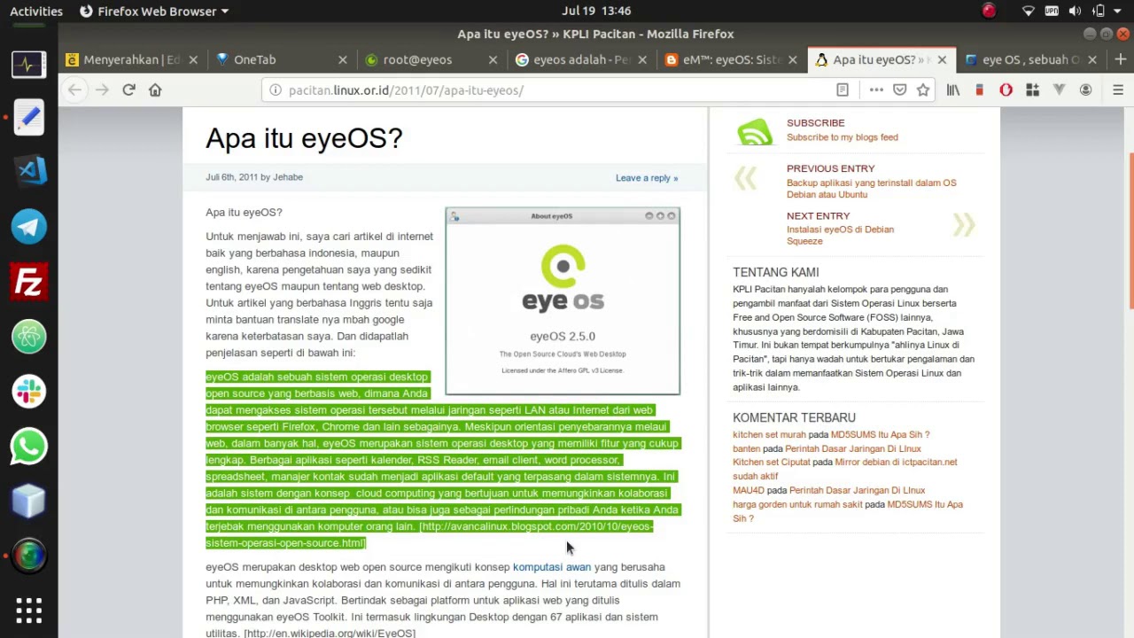 EyeOS Instalation on Ubuntu 19.04 + Features - YouTube