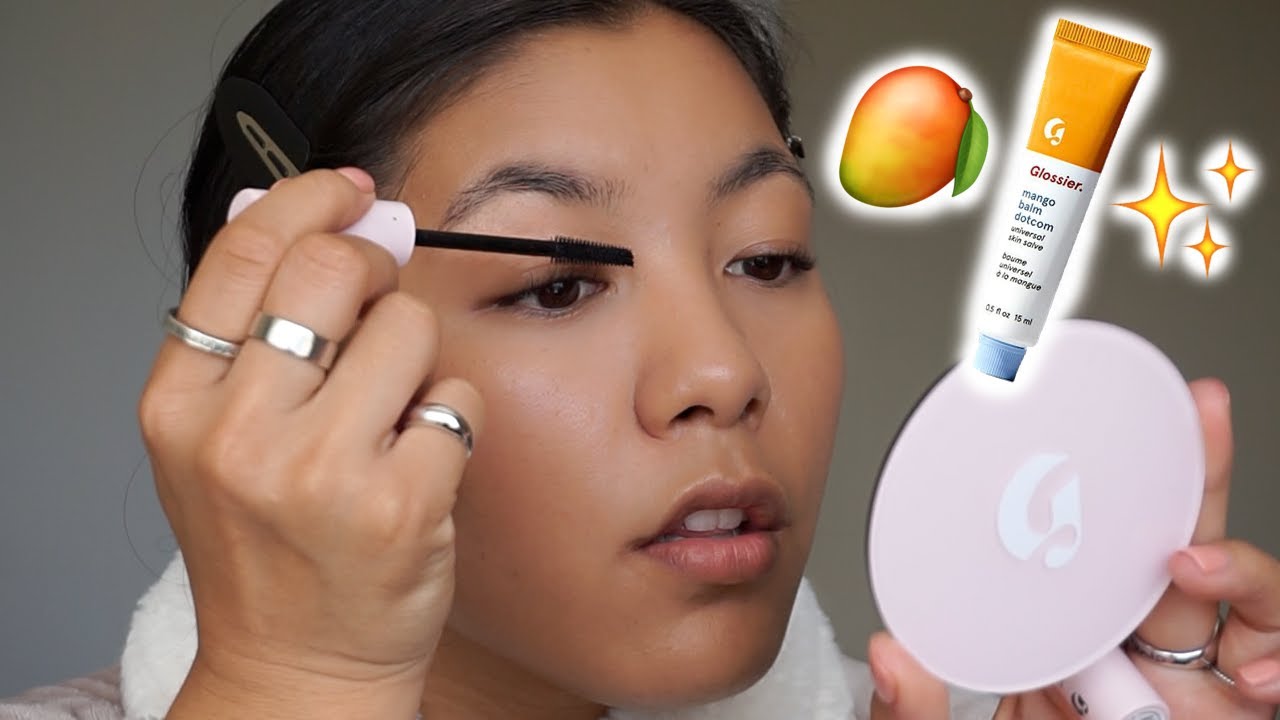 QUICK NO MAKEUP-MAKEUP LOOK + GLOSSIER MANGO BALM DOTCOM UNBOXING ...