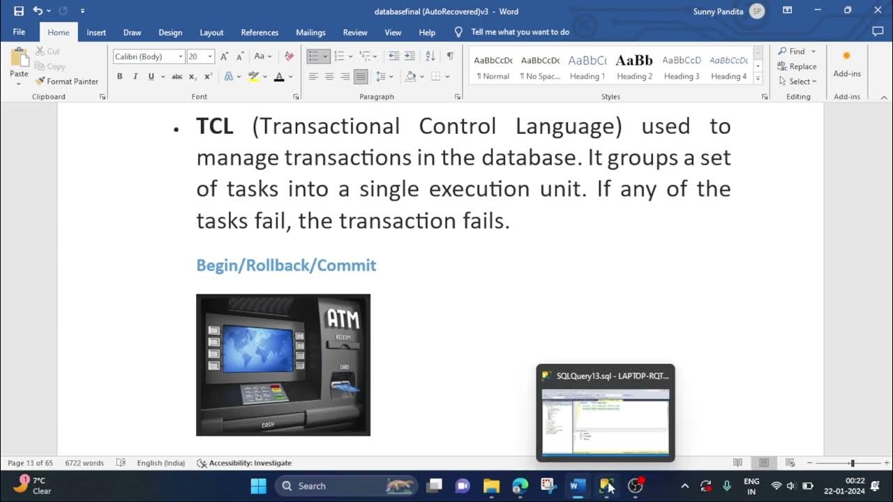 SQL Commands part 4(Transaction, Rollback & Commit) Session 11 - YouTube