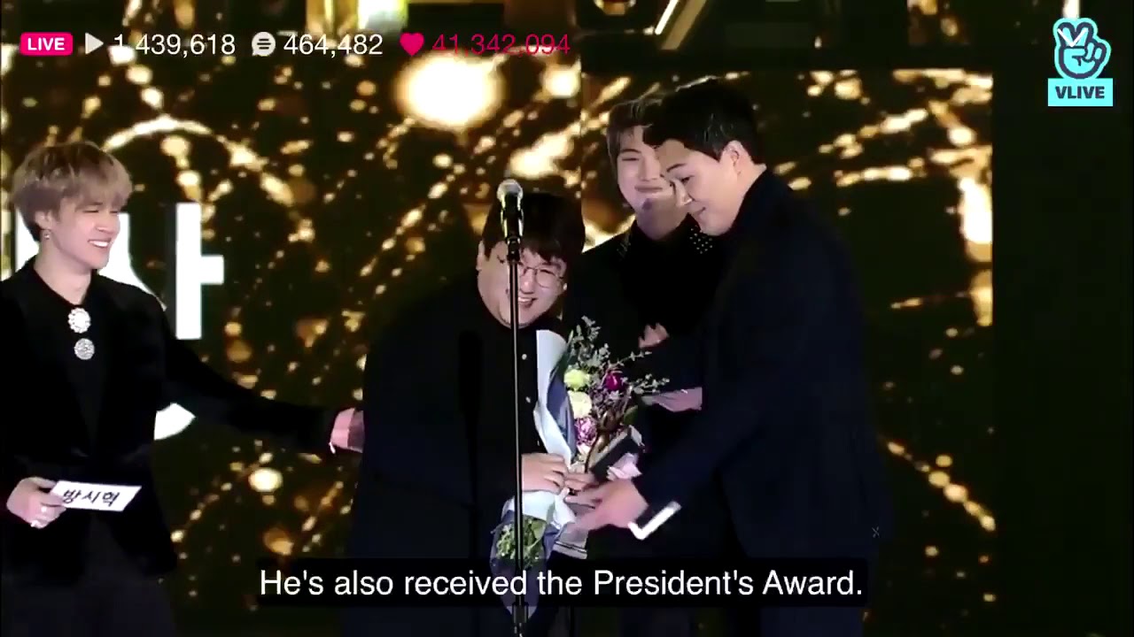 BTS (Hitman)Bang Shihyuk at 27 Seoul Music Awards 2018 winning BEST ...
