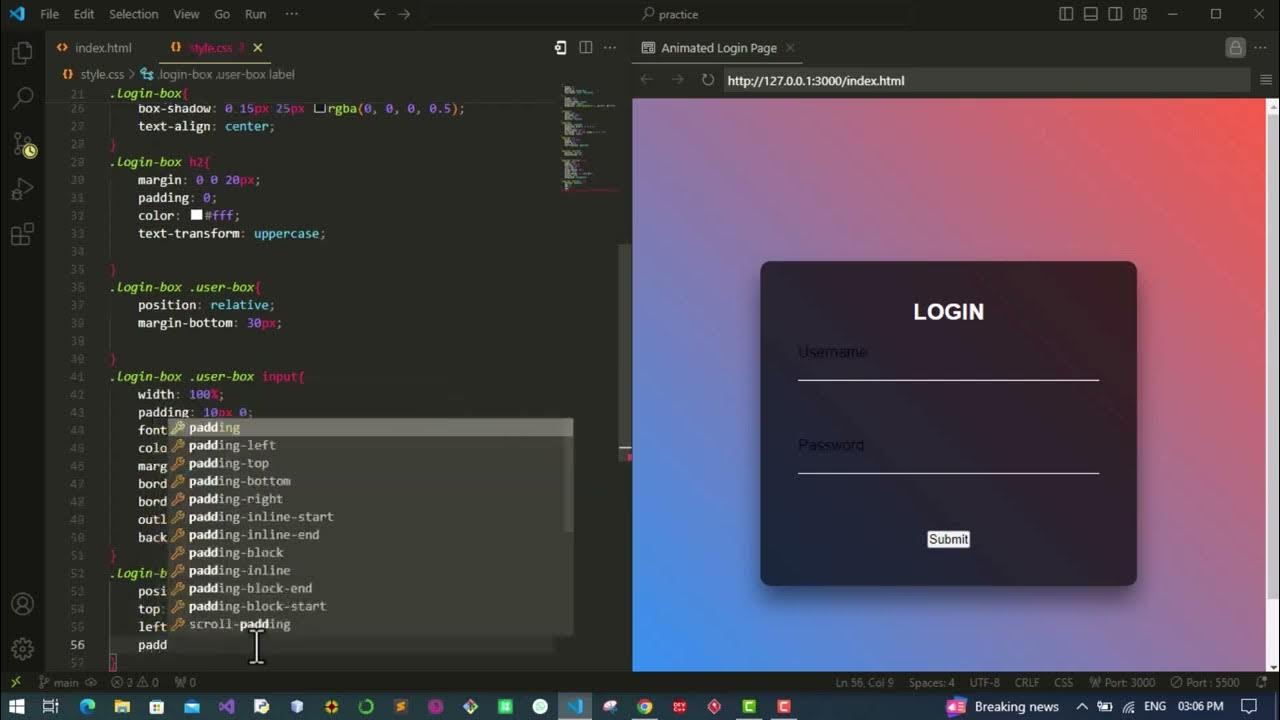 How To Design animated login page using HTML, CSS Step By Step ...