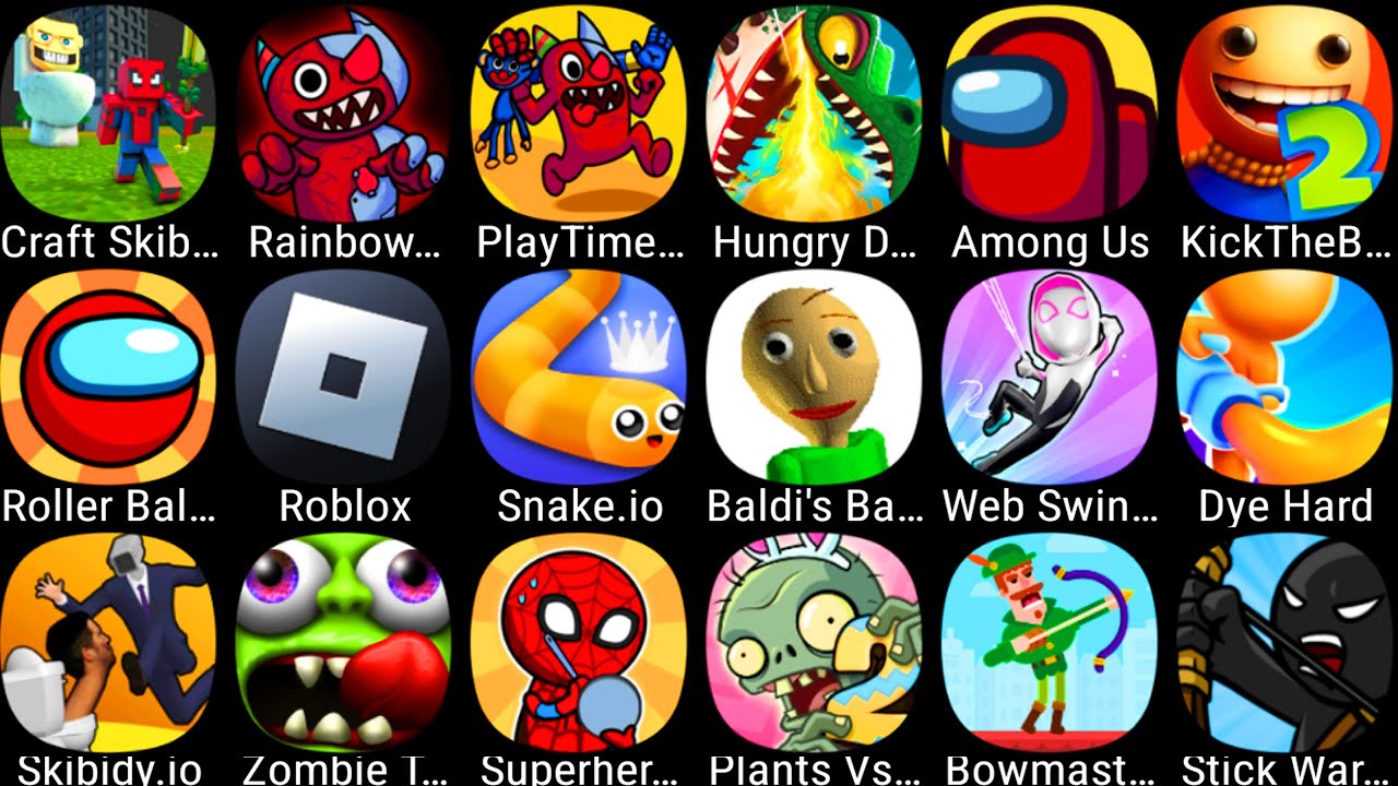 Among Us,Kick The Buddy,Craft Skibydy,Hungry Dragon,Zombie Tsunami ...