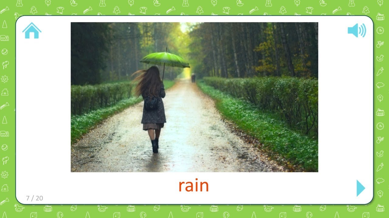 Rain - Weather And Seasons - Flashcards for Kids - YouTube