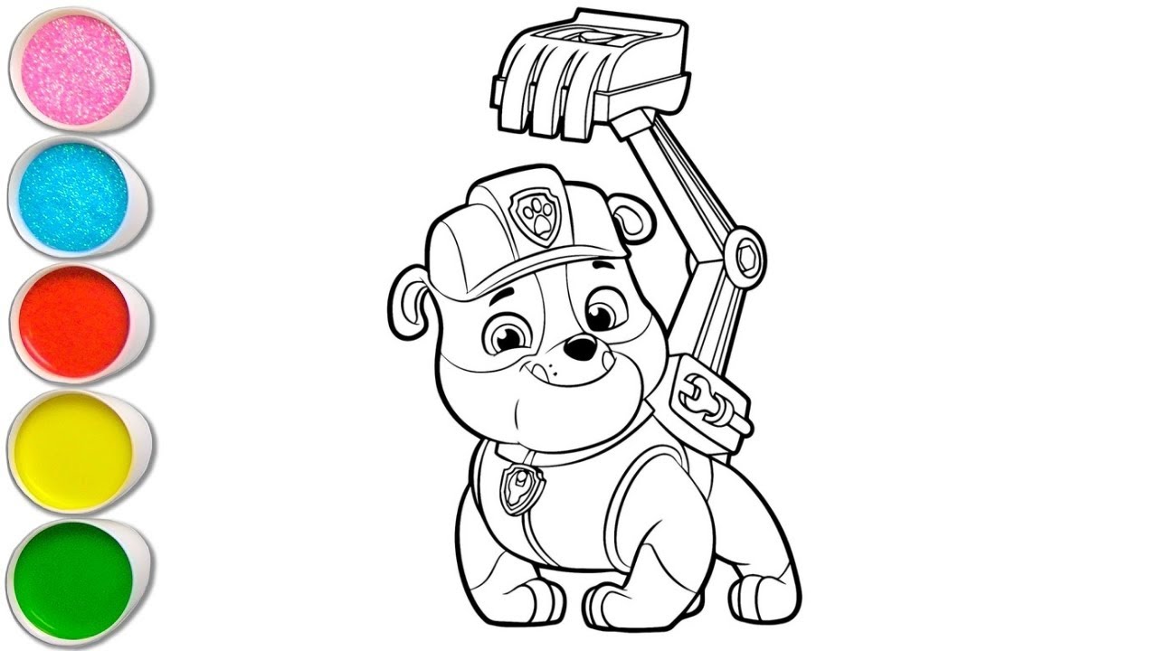 Colorea a Rubble de Los Paw Patrol | Patrulla Canina | Dibujos Para ...