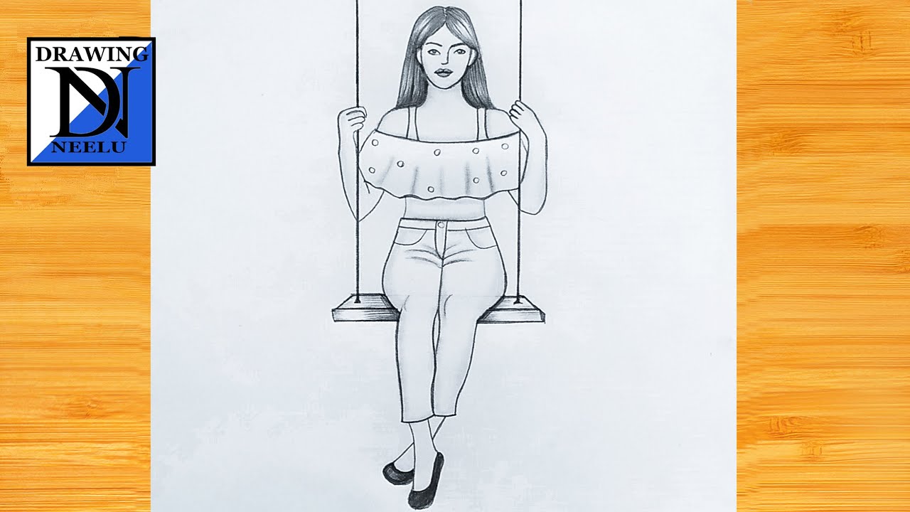 How to draw a girl swinging in front side | Pencil sketch for beginner ...