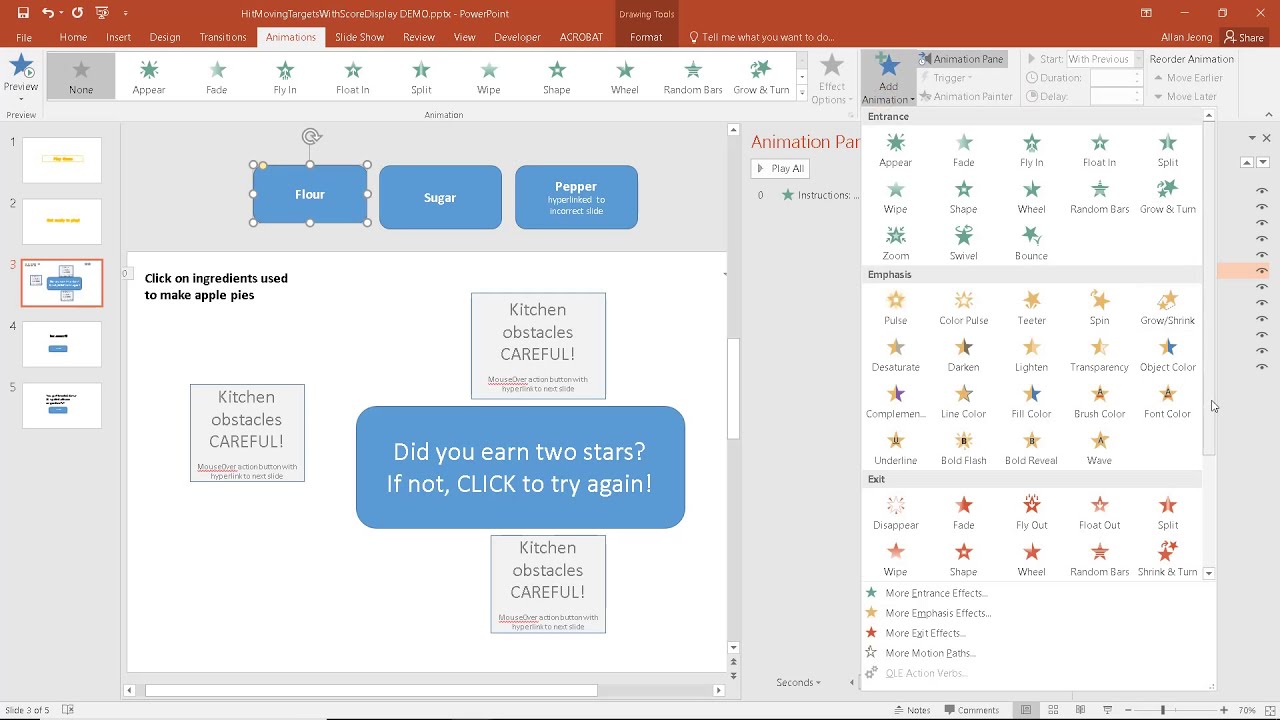 Creating moving target game with score display using Powerpoint ...