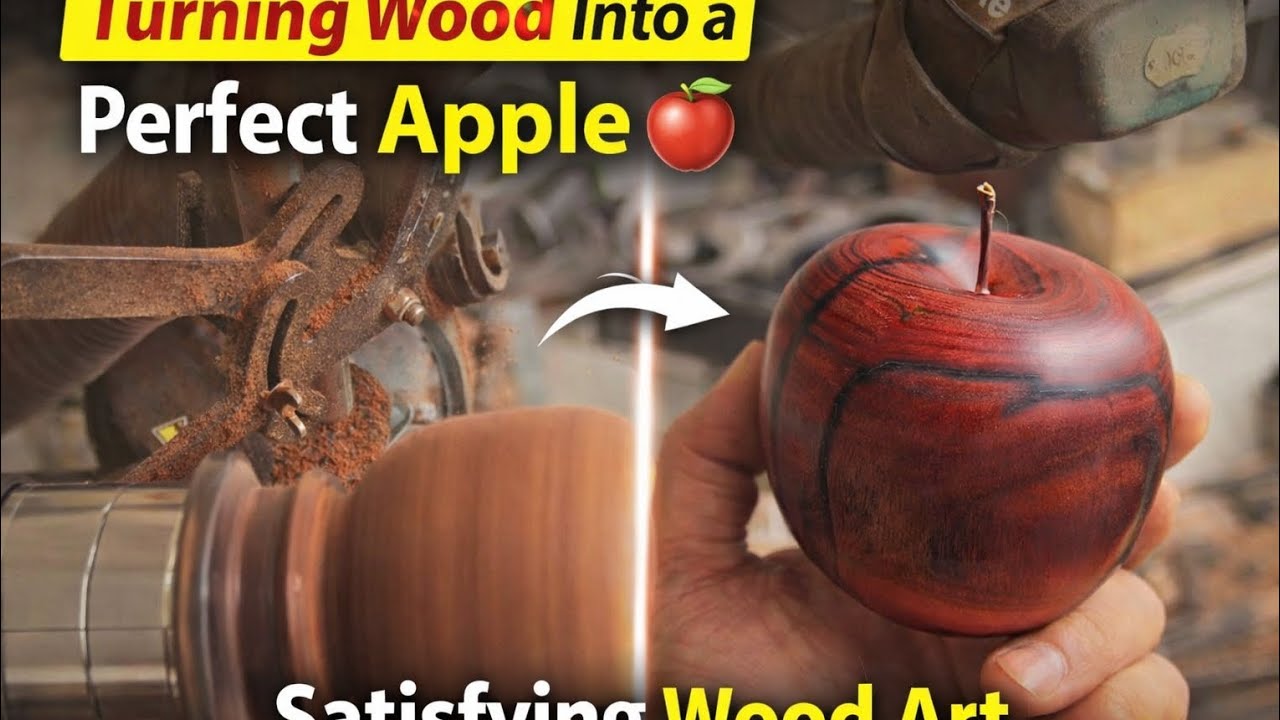 Turning Wood Into a Perfect Apple 🍎 | Incredible Wood Turning Art - YouTube