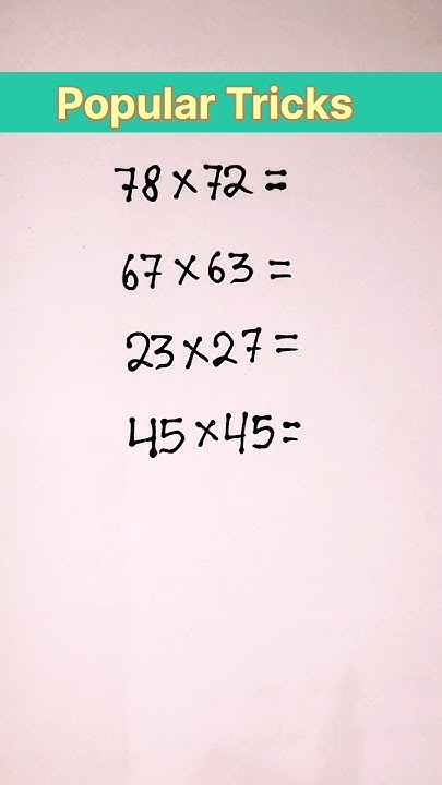Fast Multiplication Tricks 2 Digits Number - YouTube