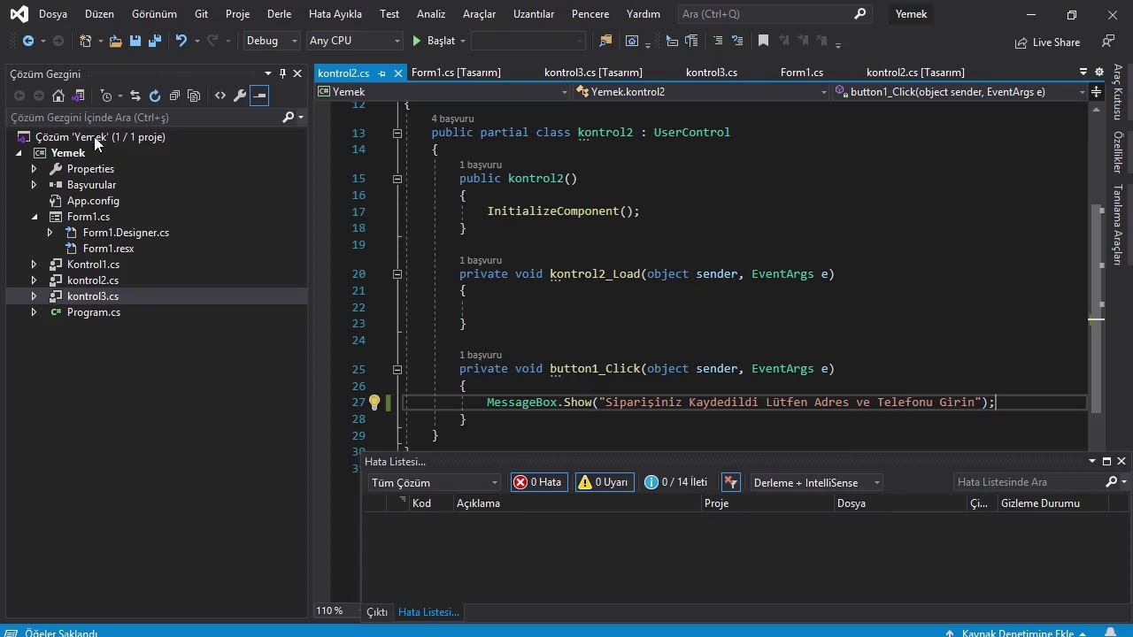 C# Masaüstü Yemek Sipariş Uygulaması #3 - YouTube