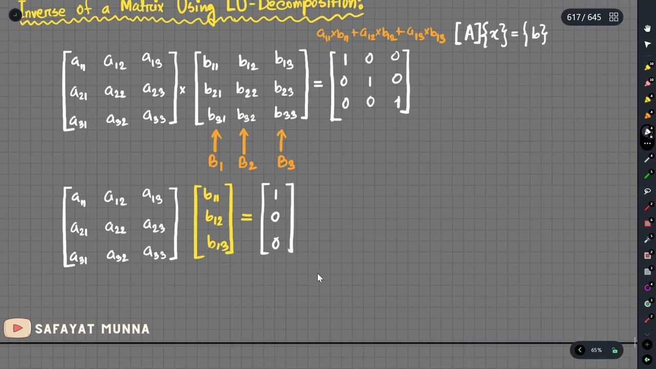 8 Inverse Of A Matrix By Lu Decomposition Youtube