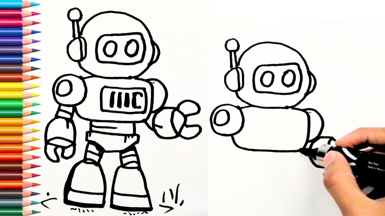 Dibuja Y Colorea un Robot Increíble! 🤖 | Tutorial Fácil para Niños ...