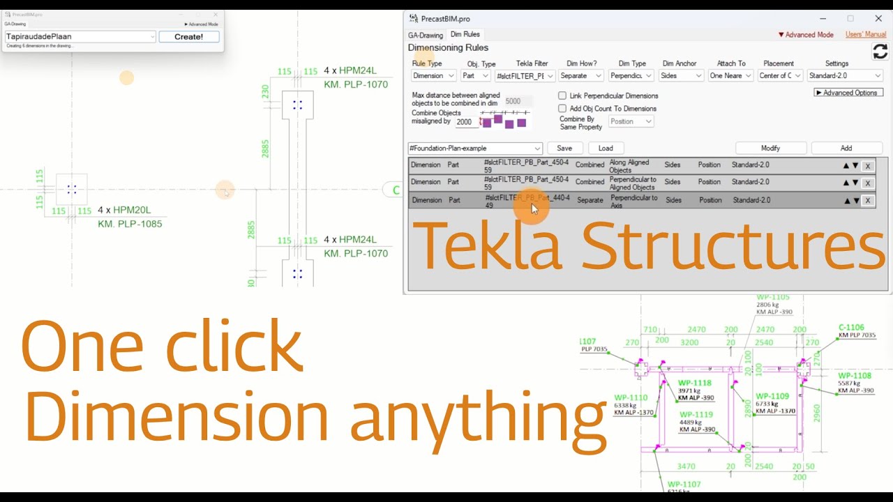 Best Dimensioning Plugin For Tekla Structures. PrecastBIM.pro - YouTube