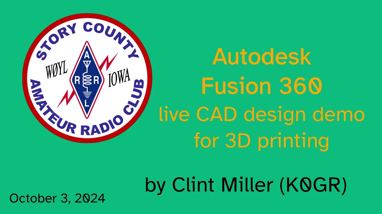 2024-10-02 Autodesk Fusion 360 live CAD Design demo for 3D printing ...