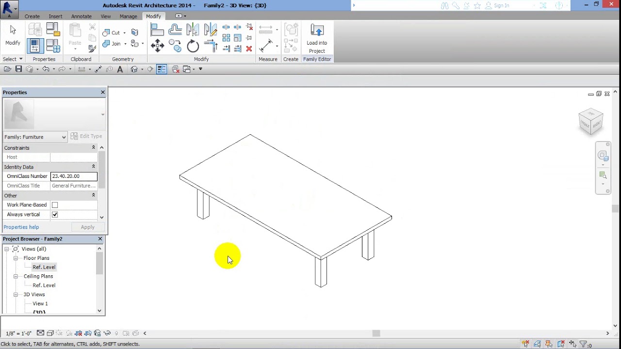 01 Autodesk Revit Family(Myanmar version) Draw Table(4'x2') - YouTube