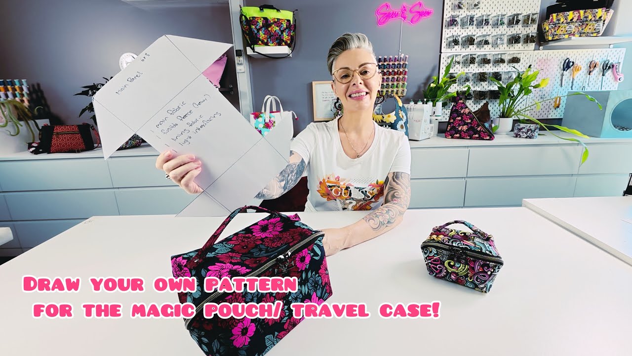 Create your own free pattern for the boxy bag/magic pouch/travel case ...