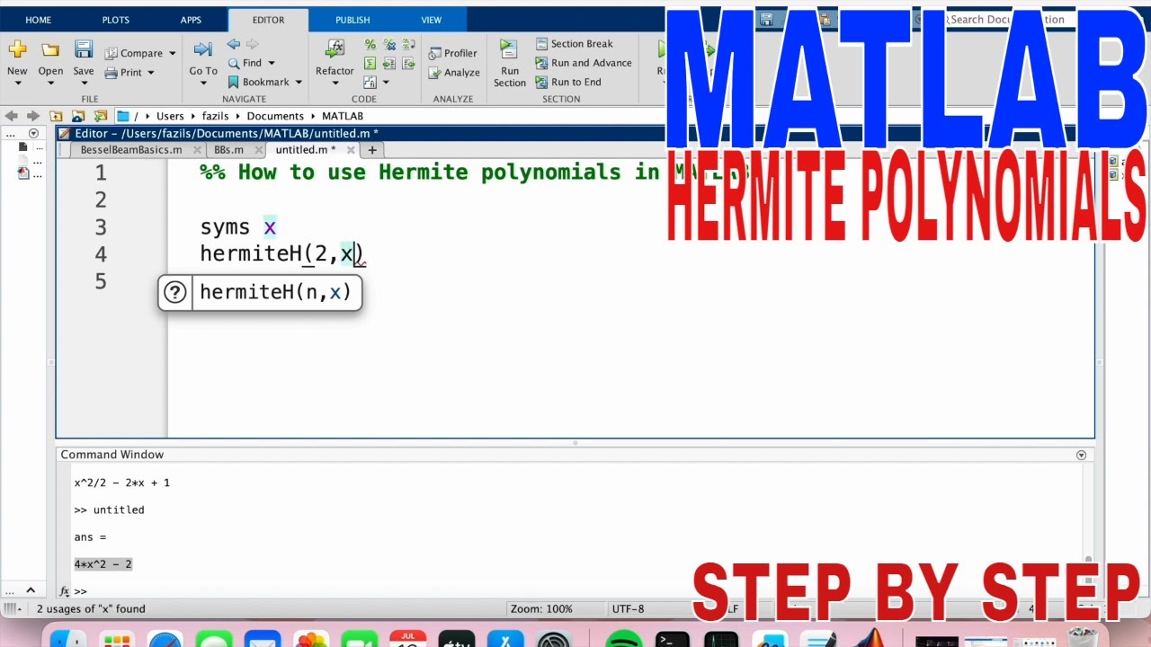 How To Use Hermite Polynomials In Matlab 🔴 Youtube