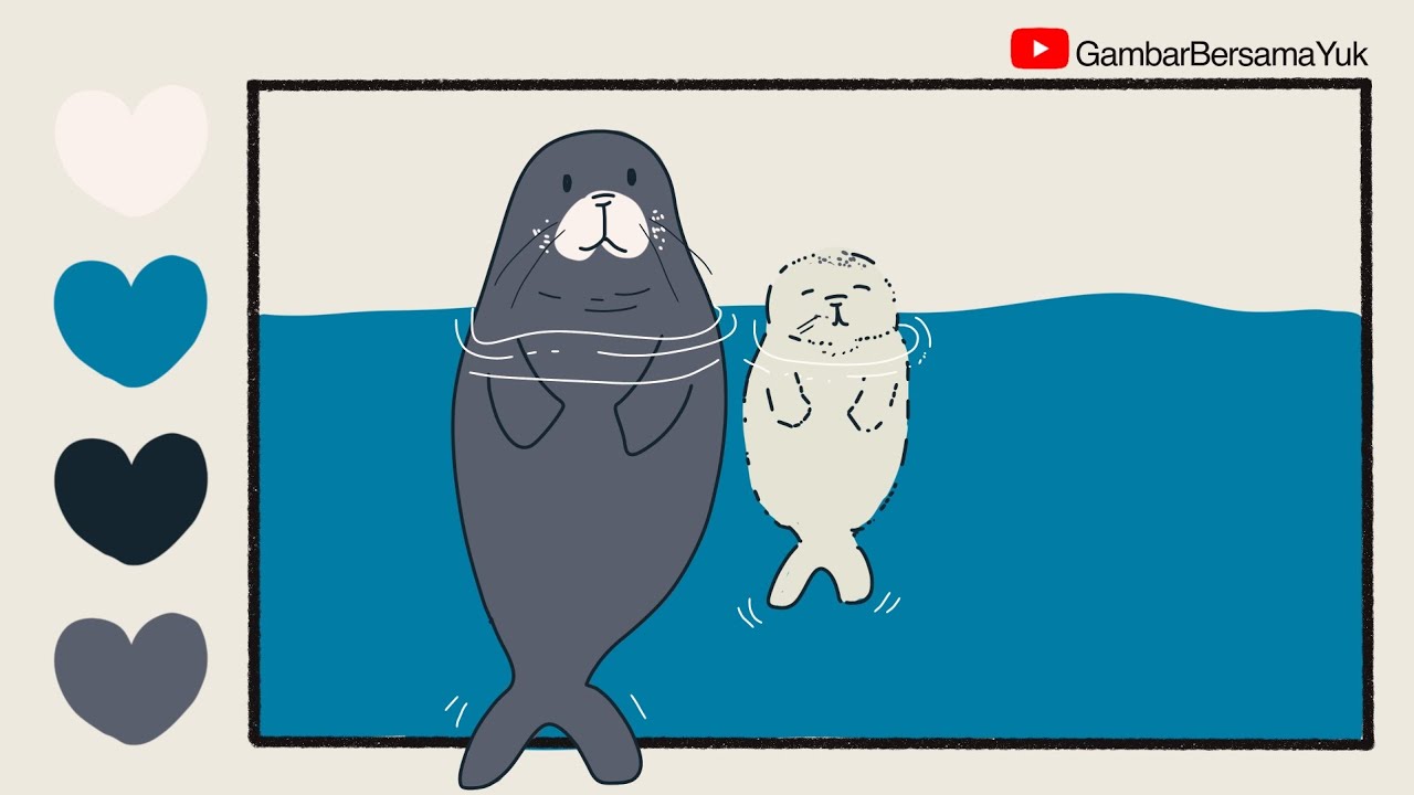 Cara Menggambar Anjing Laut - How to Draw Sea Lion / Seal | Easy ...
