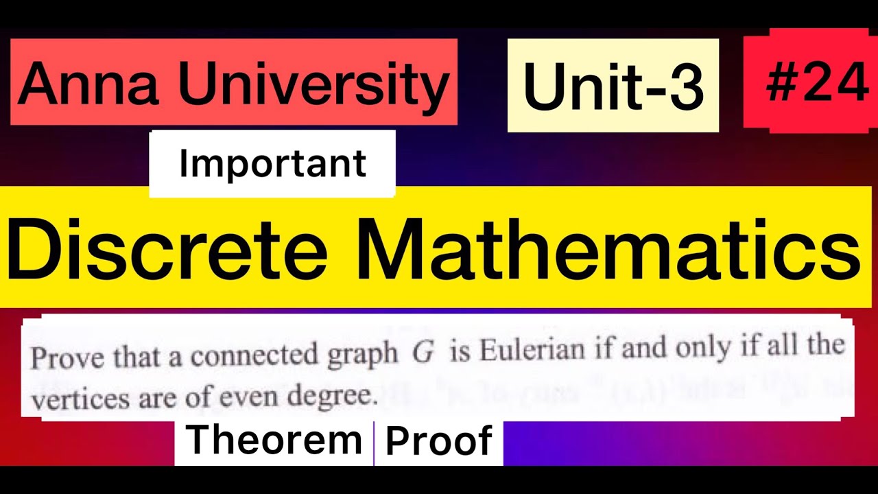 Discrete Mathematics Graph Theory Important Theorem Proof Unit 3 Discrete Mathematics Graph Theory Important Theorem Proof Unit 3