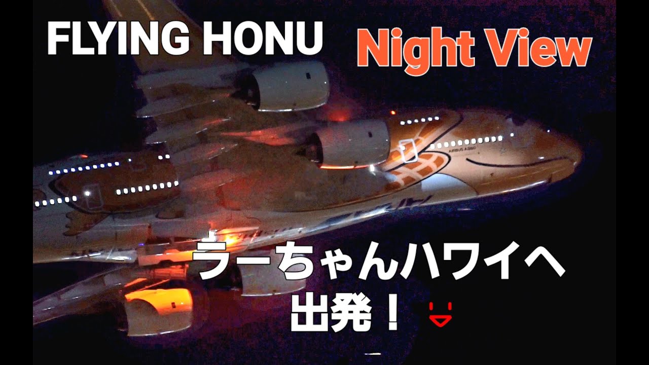 RJAA成田空港 NightView NH182便プッシュバックから離陸迄フライング・ホヌ全日空 All Nippon Airways ...