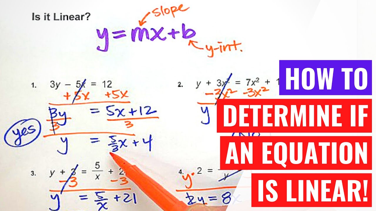 Determining If An Equation Is A Linear Equation YouTube