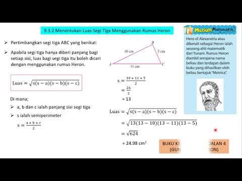 9.3.2 MS259 MENENTUKAN LUAS SEGI TIGA MENGGUNAKAN RUMUS HERON - YouTube