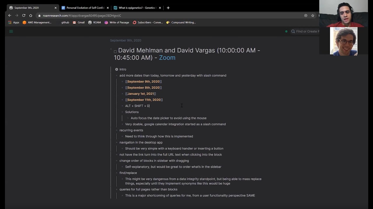 Exploring Possible Roam Extensions with David Mehlman - YouTube