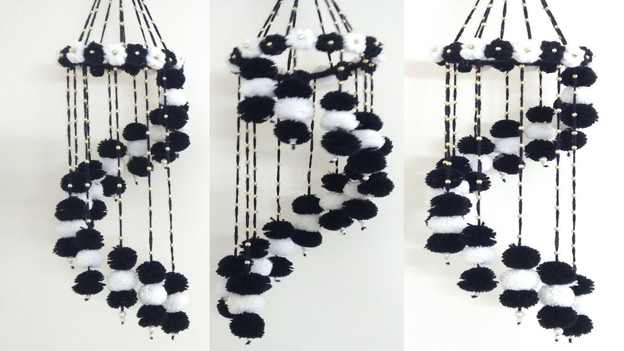 DIY WOOLEN JHUMAR\DIY NEW DESIGN WIND CHIME\WOOL CHANDELIER\BEST USE OF ...
