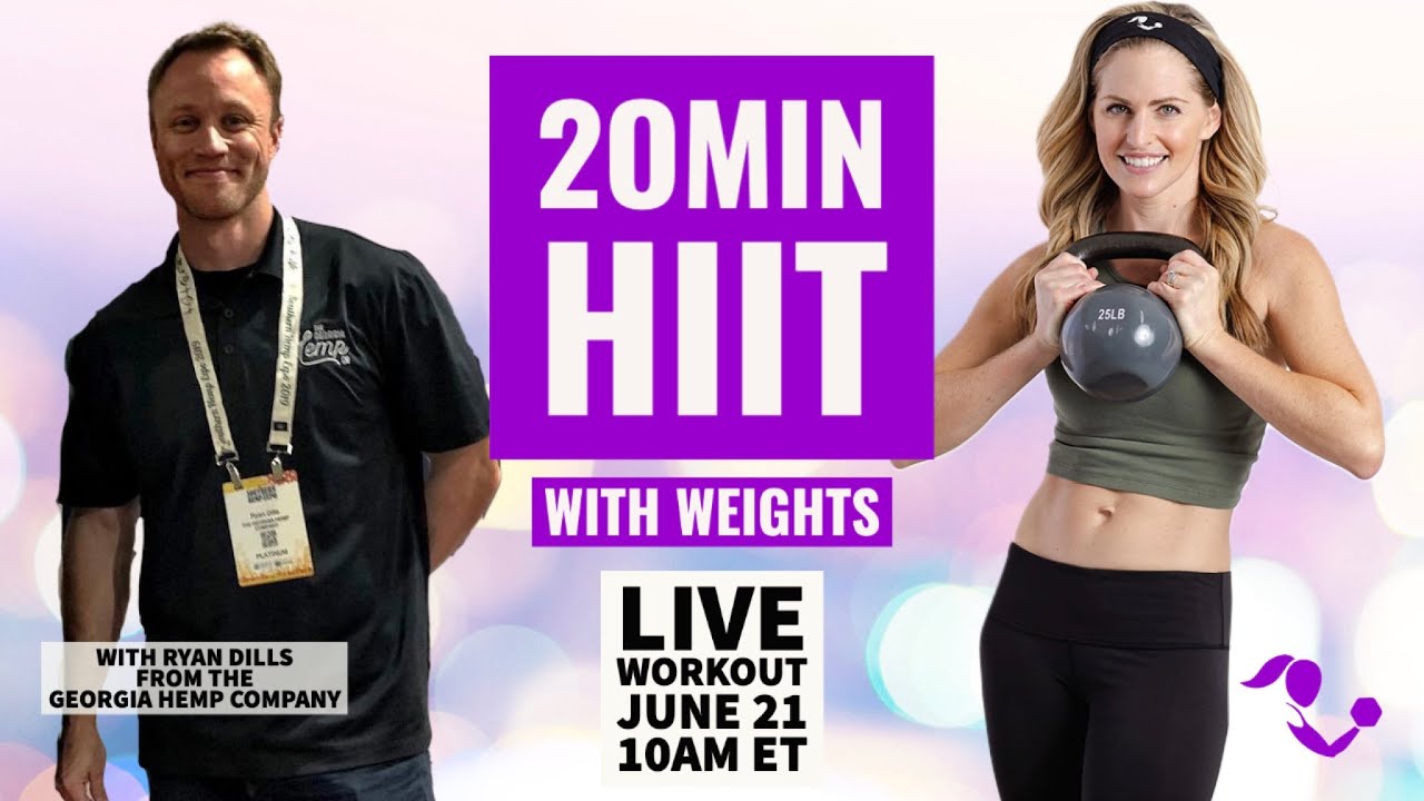 Live 20 Minute HIIT Workout with Weights: Dumbbell or Kettlebell ...