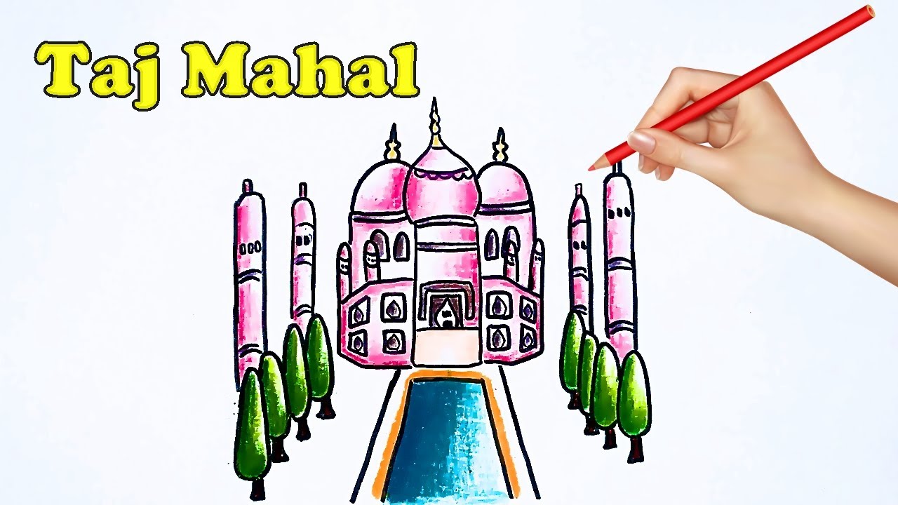How to draw Taj Mahal easy. Wonders of the world. วาดรูปทัชมาฮาล สิ่ง ...
