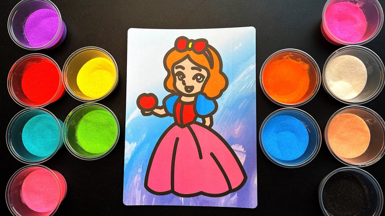 Magical ASMR Sand Art: Coloring Snow White's Portrait with Colored Sand ...