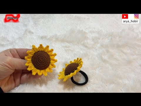 AYÇİÇEĞİ TOKA YAPIMI - LASTİK TOKA YAPILIŞI - #knitting #crochet #örgütoka