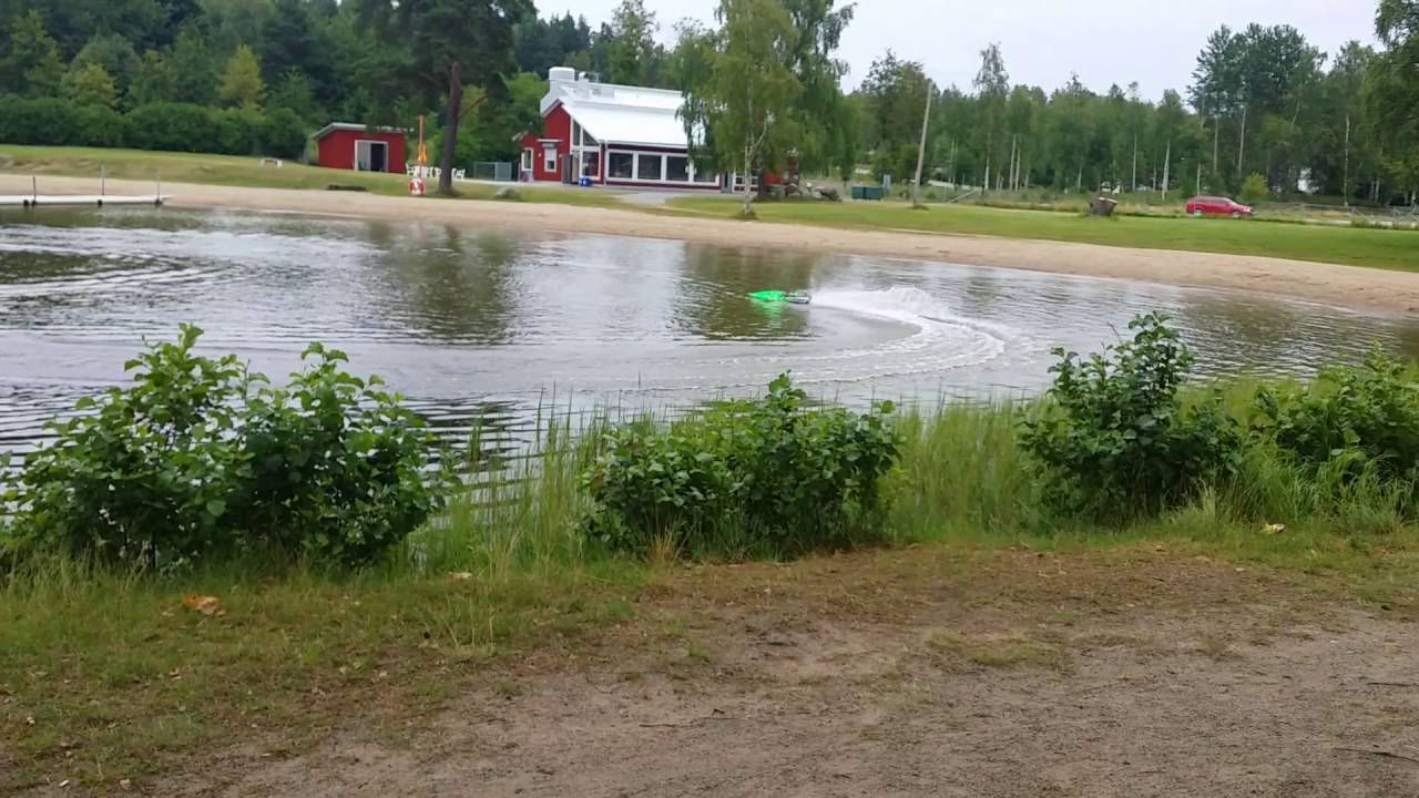 Homemade rc boat weed wacker engine first run - YouTube